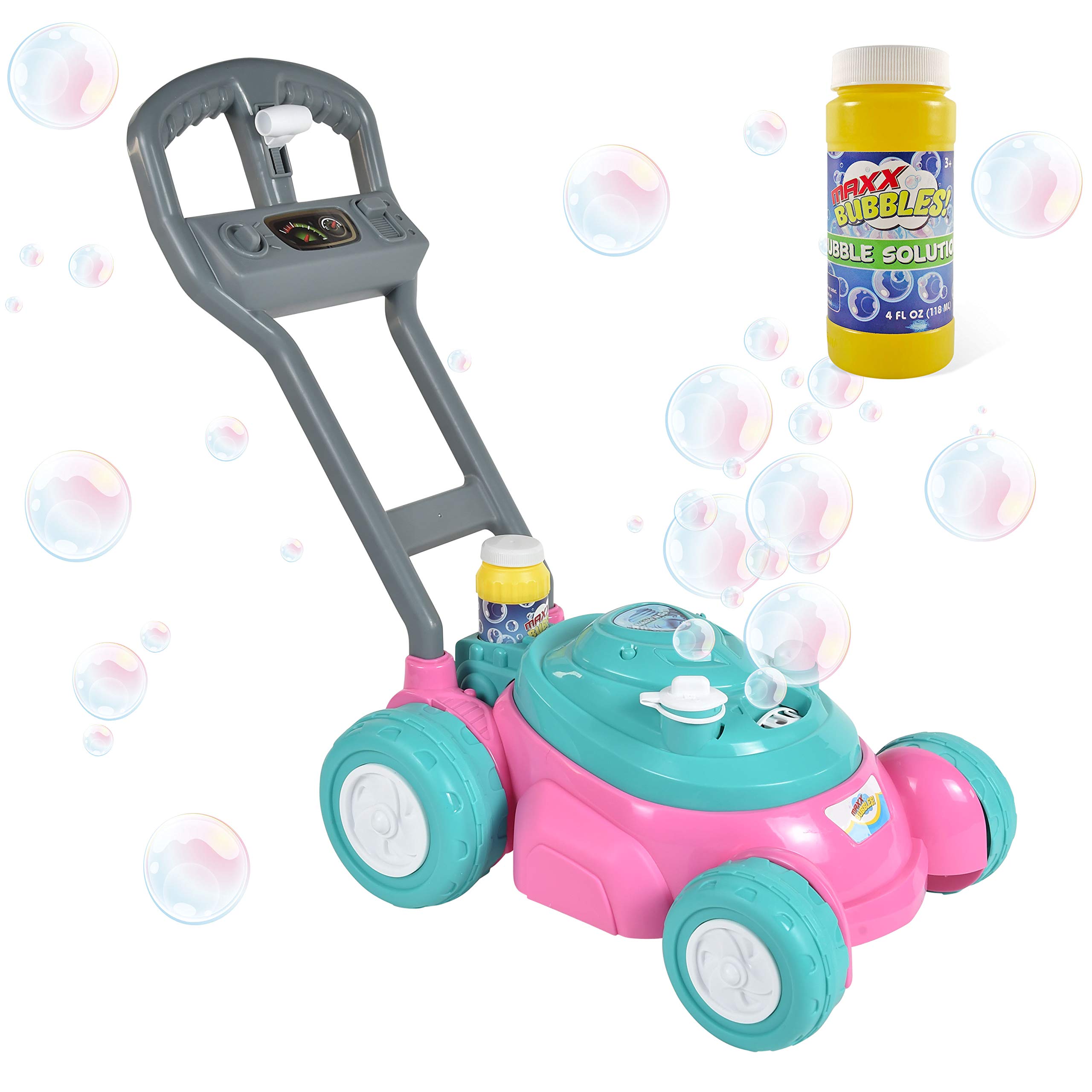 Sunny Days Entertainment Bubble-N-Go Toy Lawn Mower w/ Refill Solution ...