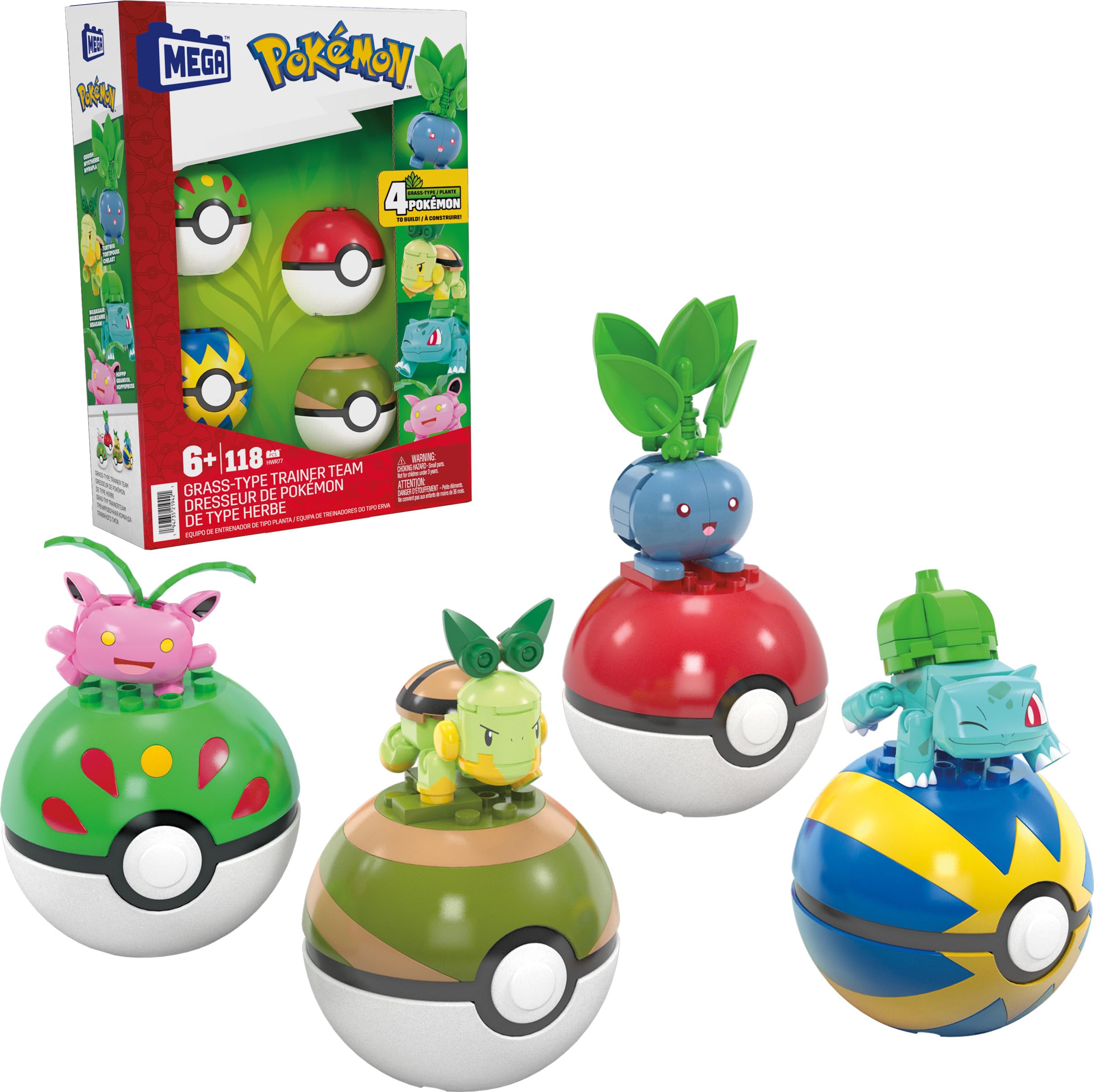 118-Piece MEGA Pokémon Grass-Type Trainer Team Building Toys Set w/ (4 ...