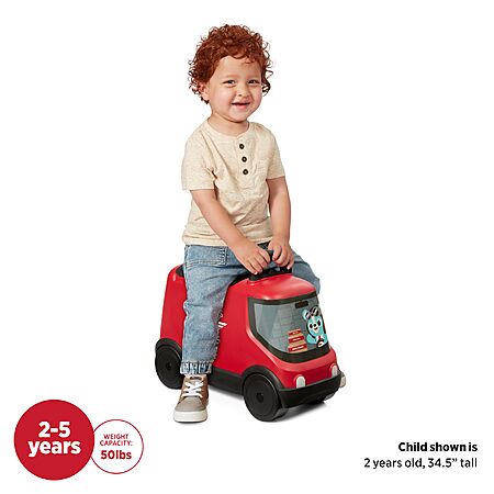 Radio Flyer Delivery Van Toddler Ride On Toy w/ 3 Wooden Package Toys ...