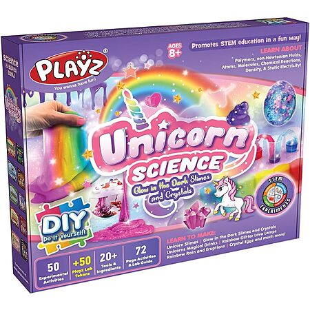 Playz: Unicorn Slime & Crystals Science Experiment Kit $15, Edible Poo ...