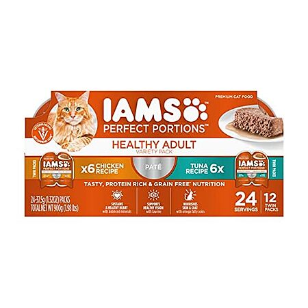 12-Pack (24 Servings) Iams Perfect Portions Healthy Adult Pate Variety ...