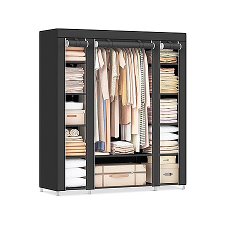 59" 12-Compartment Songmics Portable Closet Wardrobe w/ Removable Cover ...