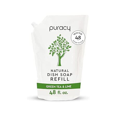 48-Oz Puracy Natural Plant-Based Liquid Dish Soap Refill (Green Tea and ...