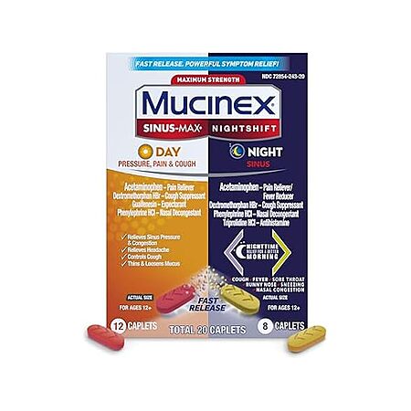 Mucinex: 20-Count Fast-Max Day Cold & Flu & Nightshift Night Severe ...