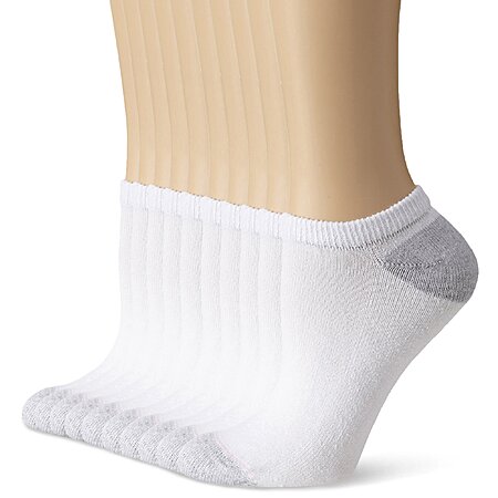 10-Pack Hanes Women's Value Moisture-Wicking No Show Socks (White or ...
