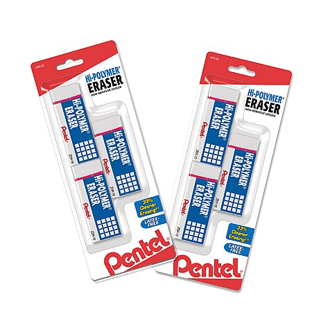 6-Pack Pentel Hi-Polymer Large Block Eraser (White) - 2025-10-06