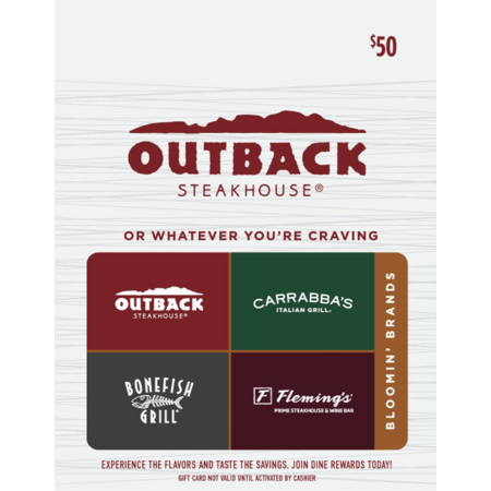 Outback Steakhouse Multibrand Restaurant Gift Card $42.50 - Amazon ...