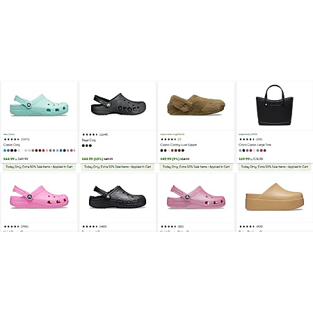 Crocs extra 50% off (today only), free shipping with $49.99 - 2025-10-25