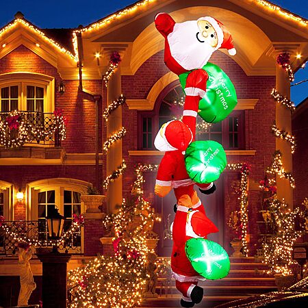 8FT Climbing Santa Inflatable Santa Claus Outdoor Decorations $14.96 at ...