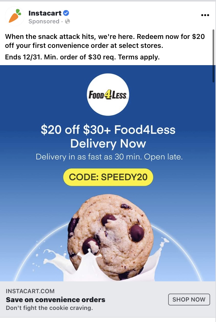 Instacart : $20 Off $30, On Your First Order (At A Convenience Store ...