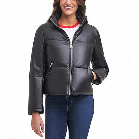 Costco Member: Levi's Ladies' Faux Leather Puffer Jacket for $9.97 with ...