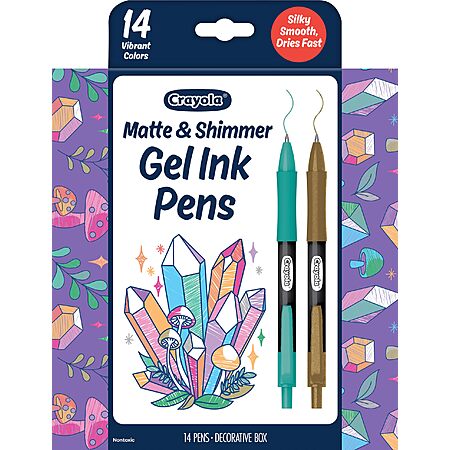 Crayola Gel Ink Pen Marker Set, 14 Matte & Glitter Pens, Gel Pens for ...