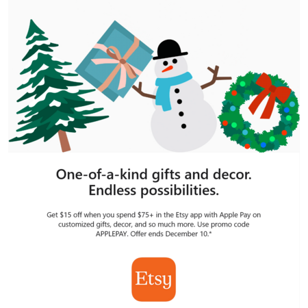 Select/Eligible Etsy Customers: Purchases on Etsy Mobile App w/ Apple ...