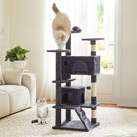 Aidoly Cat Tree 54 Inch, Multi-Level Cat Tower with Condo, Perches ...