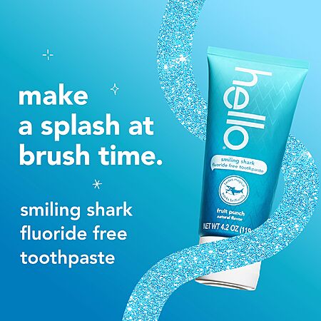hello Smiling Shark Fluoride Free Kids Toothpaste, Natural Fruit Punch ...