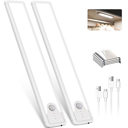 Pak 8" LED Battery Operated Motion Sensor Lights, USB Rechargeable, 2 ...