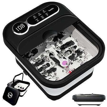 Beinilai Collapsible Foot Spa, Heated Foot Soaker, Massage Rollers ...
