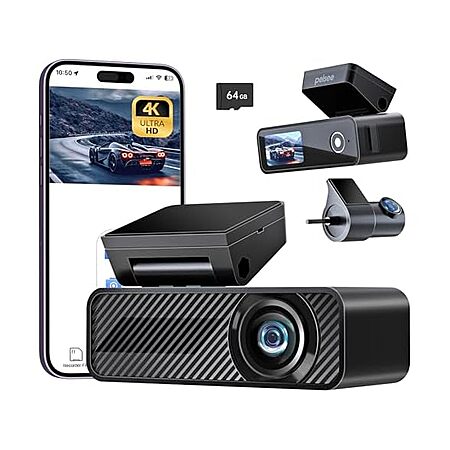 Pelsee P1 Duo 4K Front & Rear Dash Cam | 64GB SD $39.99 - 2026-01-21