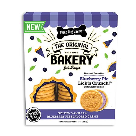 Three Dog Bakery Blueberry Pie Lick'n Crunch! Sandwich - Cookies with ...