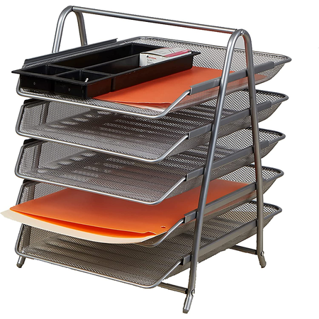 Mind Reader Desk Organizer with 5 Sliding Trays for Letters/Documents ...