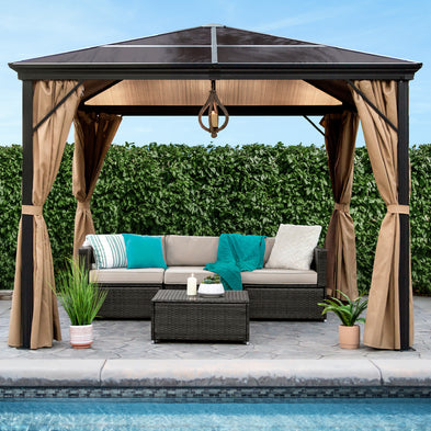 10x10 Ft BCP Outdoor Hardtop Gazebo w/ Aluminum Frame, Side Curtains ...