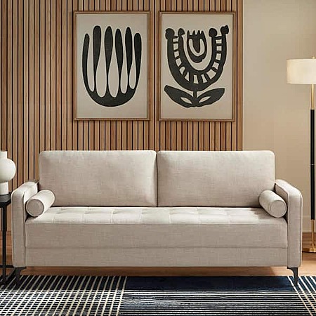 75.6" StyleWell Goodwin Mid-Century Modern Square Arm Fabric Sofa w ...