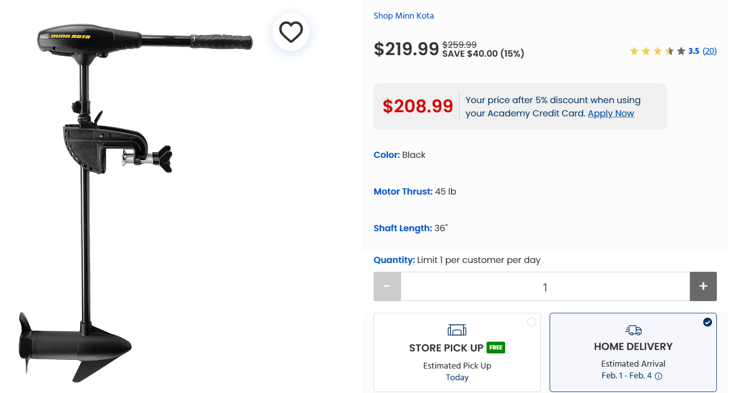 Minn Kota Endura Max (variable Speed) 45 Lb Trolling motor (Store ...