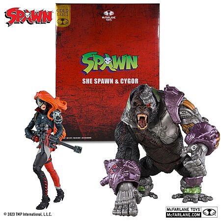 2-Pack 7" Scale McFarlane Toys Gold Label Spawn She-Spawn & Cygor ...
