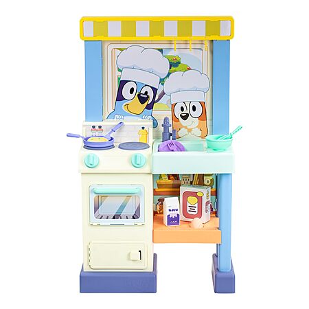 Bluey Cook w/ Chef Bluey Kitchen Playset w/ 20 Play Pieces (Lights ...