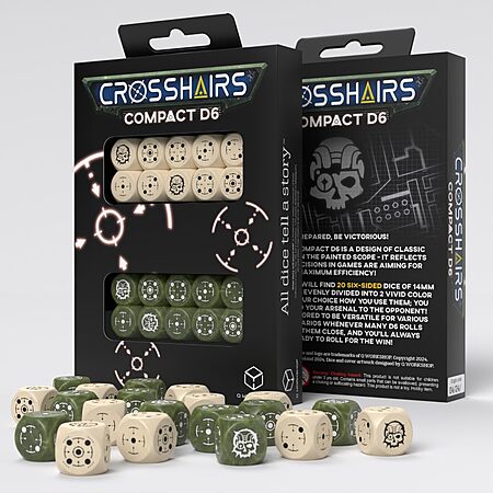 20-Piece Crosshairs Compact D6 RPG Board Games Dice Set (Beige & Olive ...