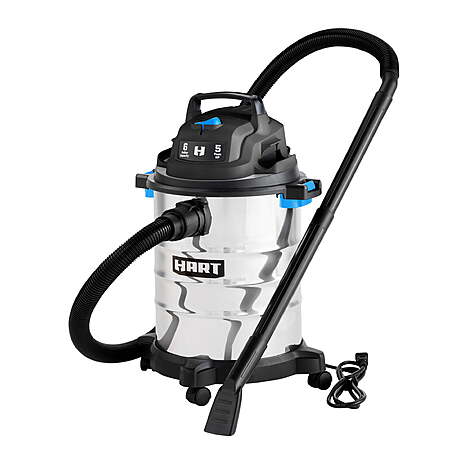 Hart 6-Gallon 5HP Corded Wet/Dry Vacuum w/ Car Cleaning Kit (Stainless ...