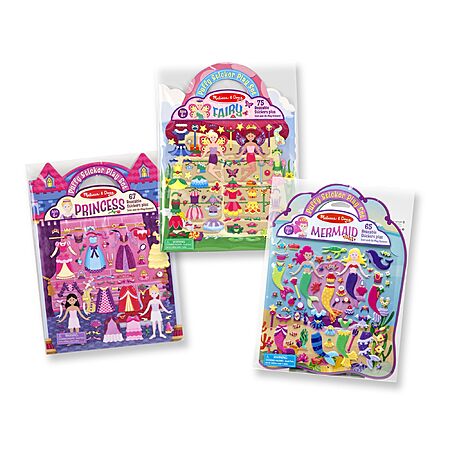 Melissa & Doug Puffy Sticker Activity Books Set: Princess, Mermaid ...