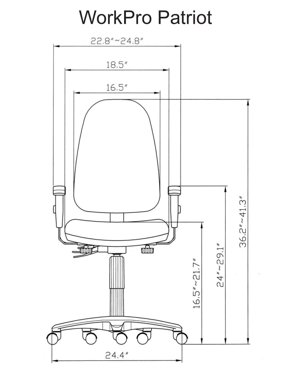 WorkPro Patriot Multifunction Ergonomic Fabric Task Chair, Gray/Black ...