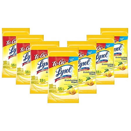 48 Packs of Lysol To Go Disinfecting Wipes Lemon (15ct packages) $18.99 ...