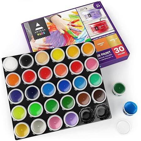 ARTEZA 30 Finger Paint Set, 1 fl oz, Non-Toxic Washable Finger Paint ...