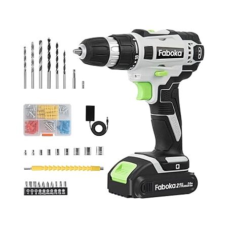 FABOKA Household Grade 21V Cordless Drill Set with 2.0Ah Battery ...