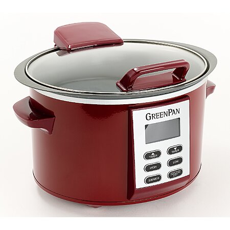5-Quart GreenPan Ceramic Non-Stick Hinged-Lid Slow Cooker (Various ...
