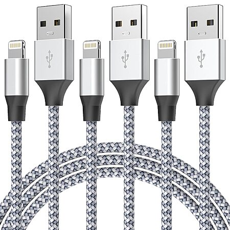 3-Pack 6' Nylon Braided Lightning Charging Cables $2.99 + Free Shipping ...