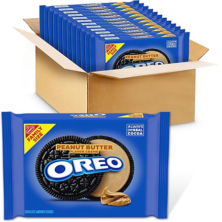 12-Pack 17-Ounce OREO Peanut Butter Creme Chocolate Sandwich Cookies ...