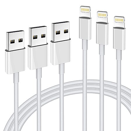 3-Pack 6' Hi-Mobiler USB to Lightning Charging Cable for Apple(White ...