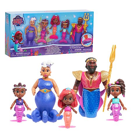 Just Play Disney Junior Ariel Royal Family 6-Piece Color-Change Mermaid ...