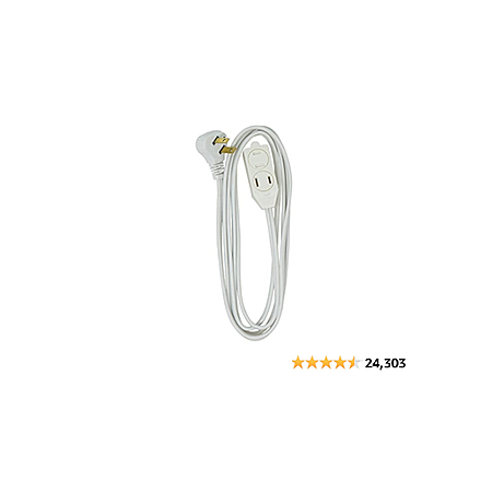 SlimLine 2235 Indoor Flat Plug Extension Cord, 3 Foot Cord, Right ...