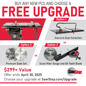 CPO Outlets: Free SawStop Dado Set, Dust Collector or Miter Gauge & 60 ...