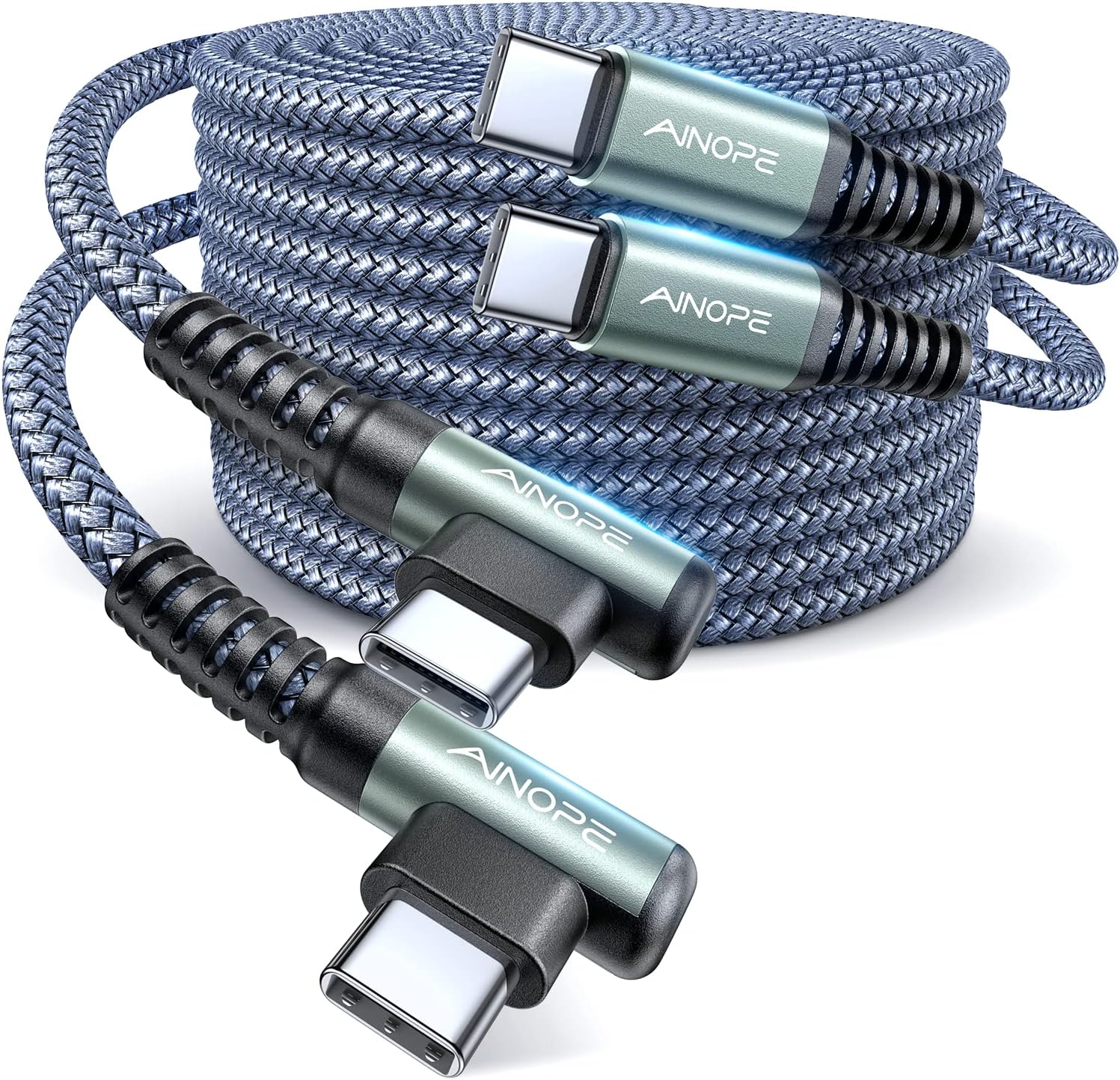 Prime Members: 2-Pack 6.6' AINOPE 60W USB-C to USB-C Nylon Braided ...