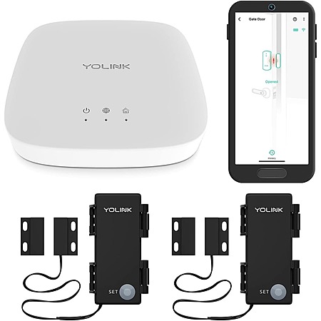 YoLink 2-Pack Outdoor Contact Door Sensor & Hub Starter Kit $39.20 ...