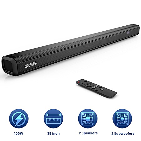 TOPVISION 38" TV Soundbar 2.2ch Built-in Dual Subwoofers $40 + Free ...