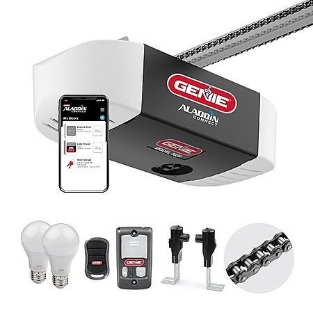 Genie Chain Glide Connect Essentials Smart Garage Door Opener w/ LED ...