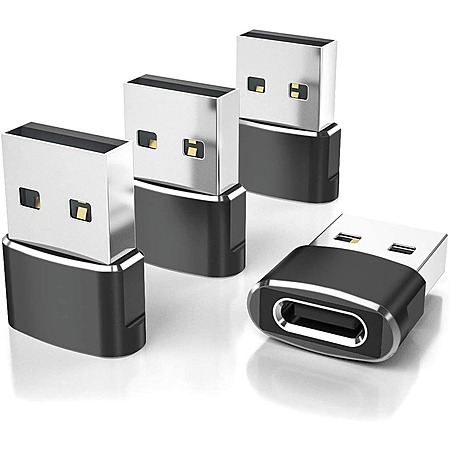 4-Pack Elebase USB Type-C to USB-A Adapters (Black) - 2026-01-19