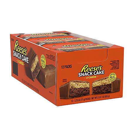 REESE'S Peanut Butter Creme Snack Cakes Packs, 2.75 oz (2 Pieces, 12 ...