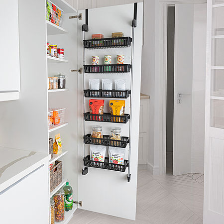 Pro-Mart Smart Design 6-Tier Over The Door Pantry Organizer with 6 Full ...